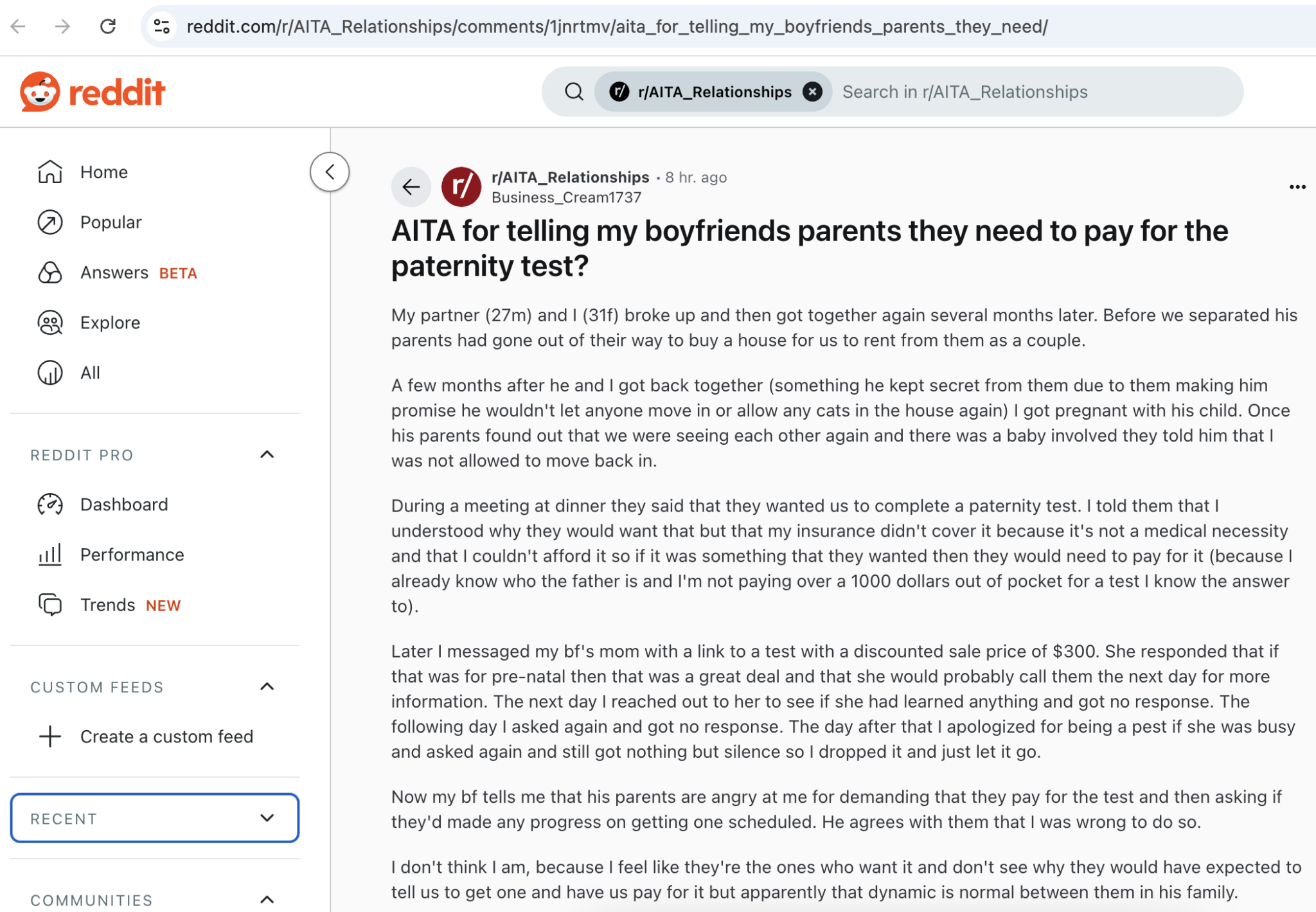Her Boyfriend's Parents Are Furious That She Told Them They Can Pay For ...