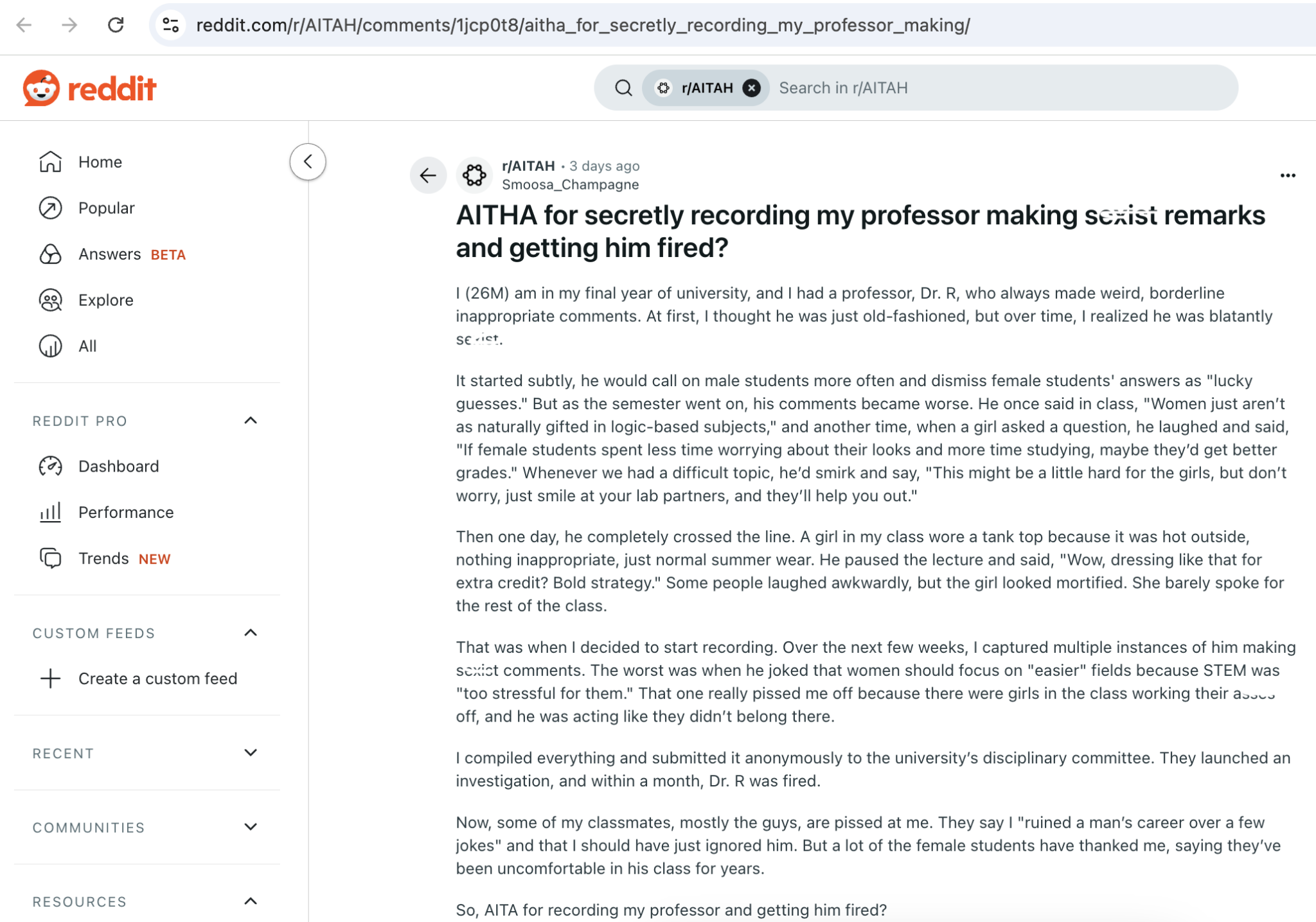 He Got His Professor Fired After He Secretly Recorded Him Making ...