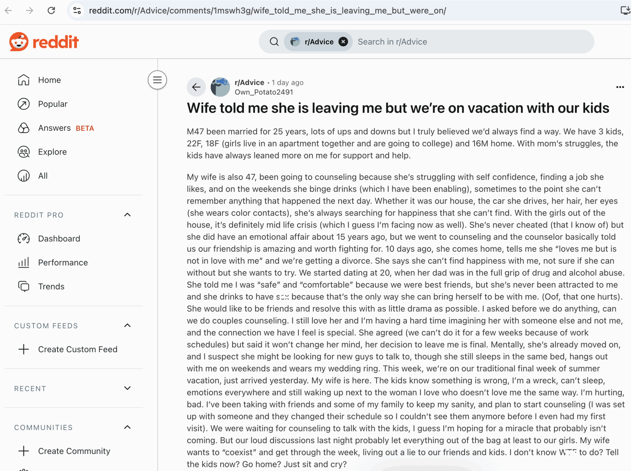 His Wife Said She's Leaving Him, But They're On Vacation With Their ...