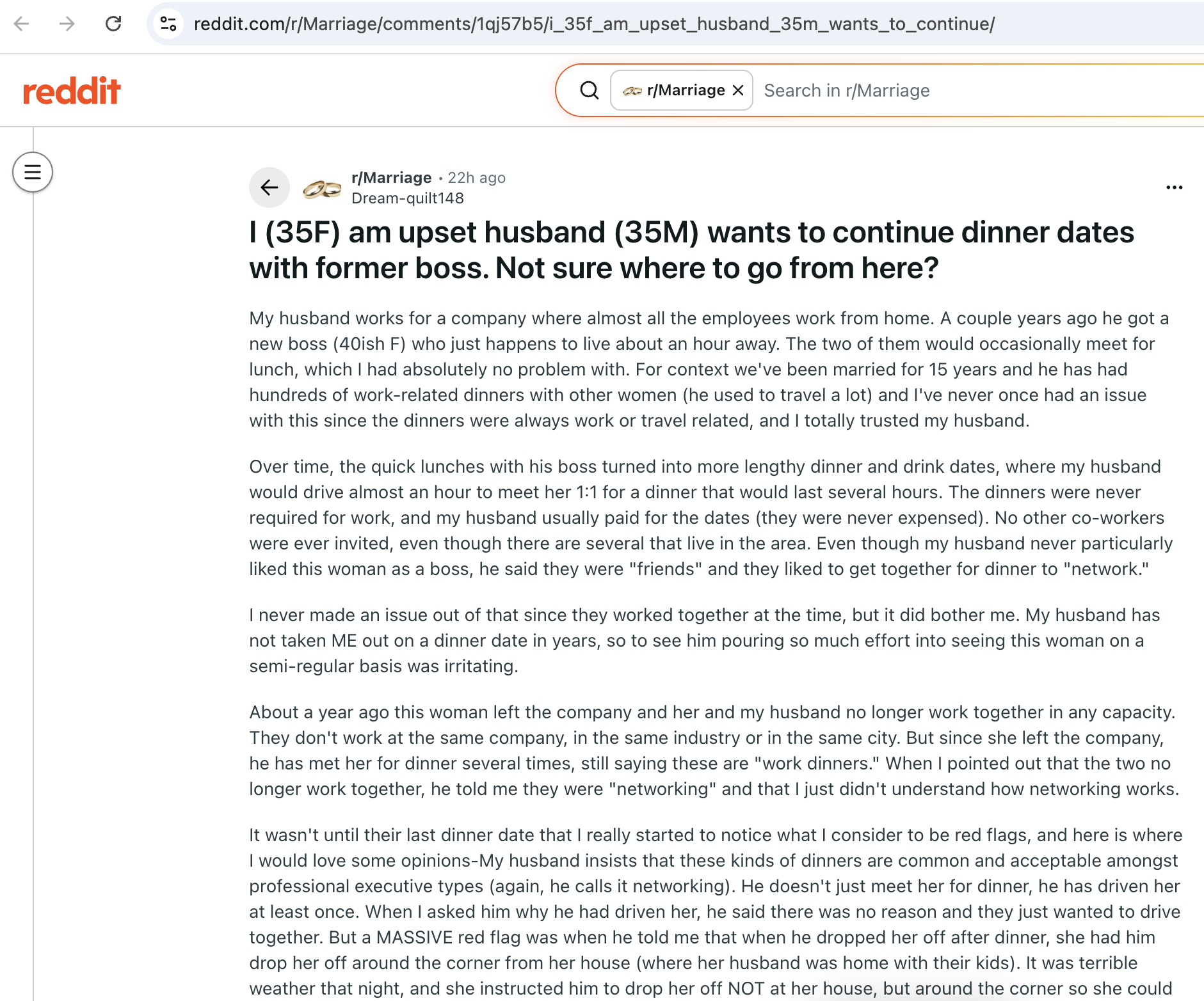 Her Husband Is Going On Dinner Dates Alone With His Former Female Boss ...
