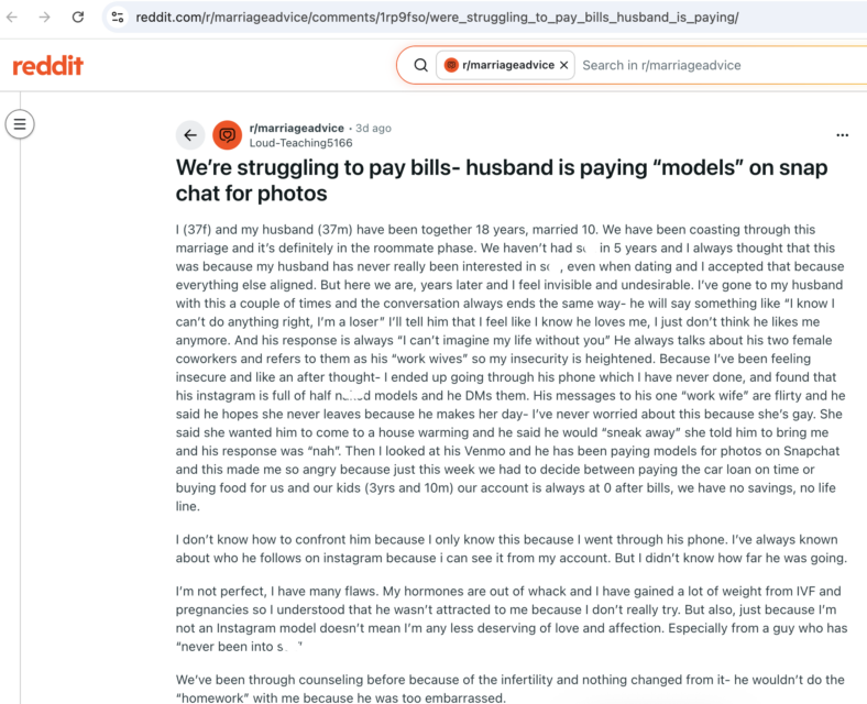 Her Husband's Been Paying Snapchat Models For Photos And They Can't ...